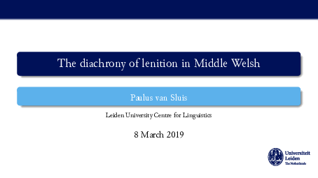 (PDF) The diachrony of lenition in Middle Welsh | Paulus S van Sluis ...