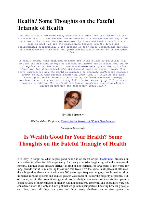 (PDF) Is Wealth good for your Health? Some Thoughts on the Fateful ...