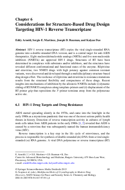 Pdf Considerations For Structure Based Drug Design Targeting Hiv 1 Reverse Transcriptase
