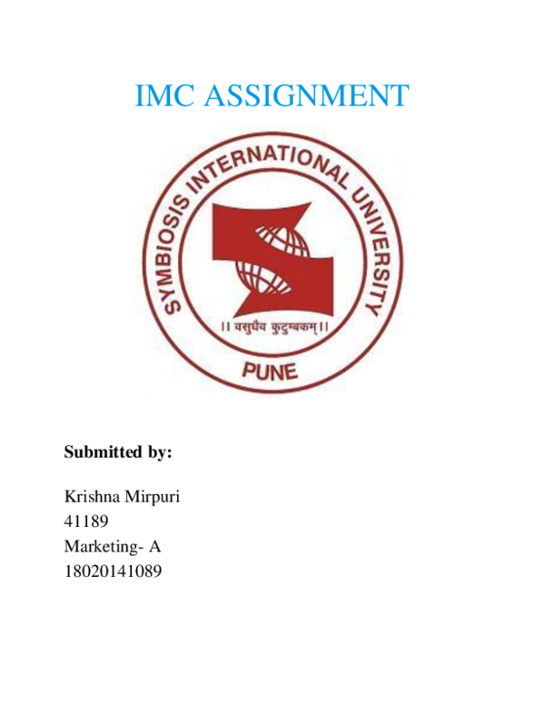(PDF) IMC ASSIGNMENT