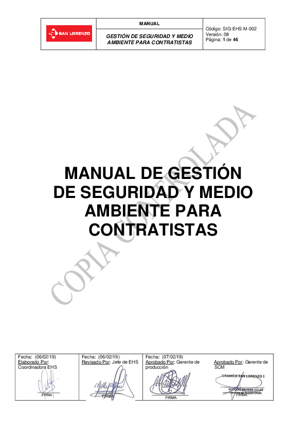 (PDF) . Manual de Gestión de Seguridad para Contratistas V8 CC