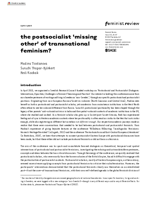 (PDF) Feminist Review Position Paper