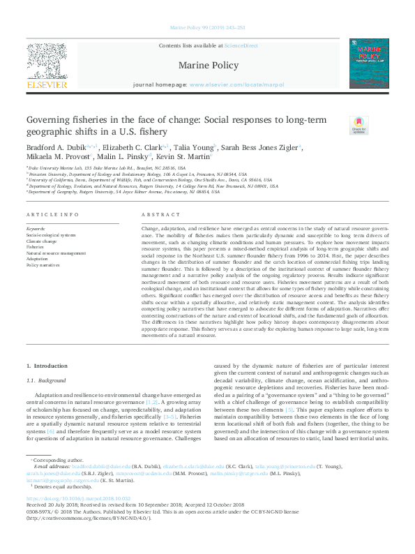 (PDF) Governing fisheries in the face of change: Social responses to ...