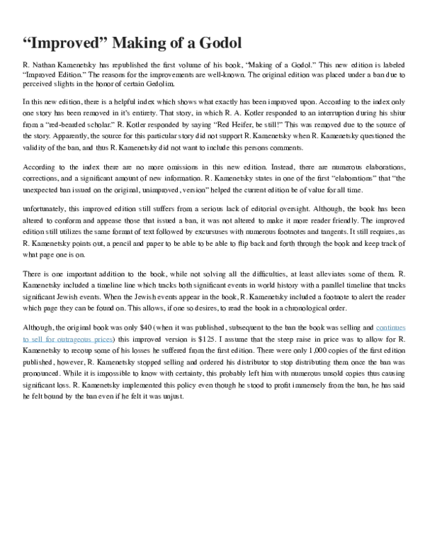 (PDF) "Improved" Making of a Godol