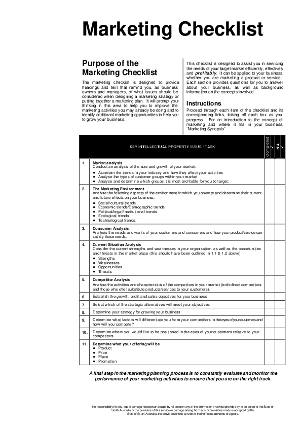 (PDF) Marketing Checklist
