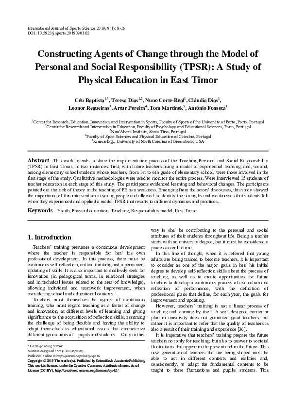 (PDF) Constructing Agents of Change through the Model of Personal and ...