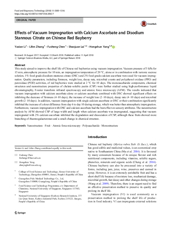 (PDF) Effects of Vacuum Impregnation with Calcium Ascorbate and ...