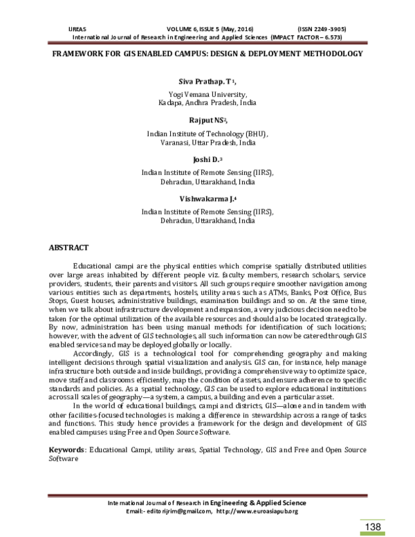 Pdf Framework For Gis Enabled Campus Design And Deployment Methodology