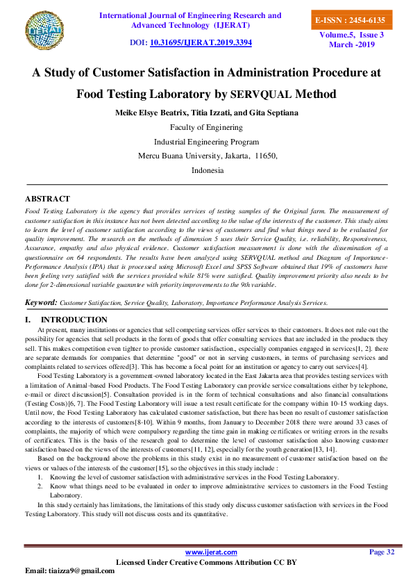 (PDF) A Study of Customer Satisfaction in Administration Procedure at ...
