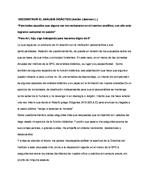 (PDF) DECONSTRUIR EL ANÁLISIS DIDÁCTICO 1 (Adrián Liberman L