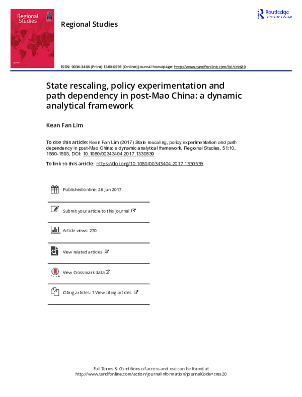 Pdf State Rescaling Policy Experimentation And Path Dependency In