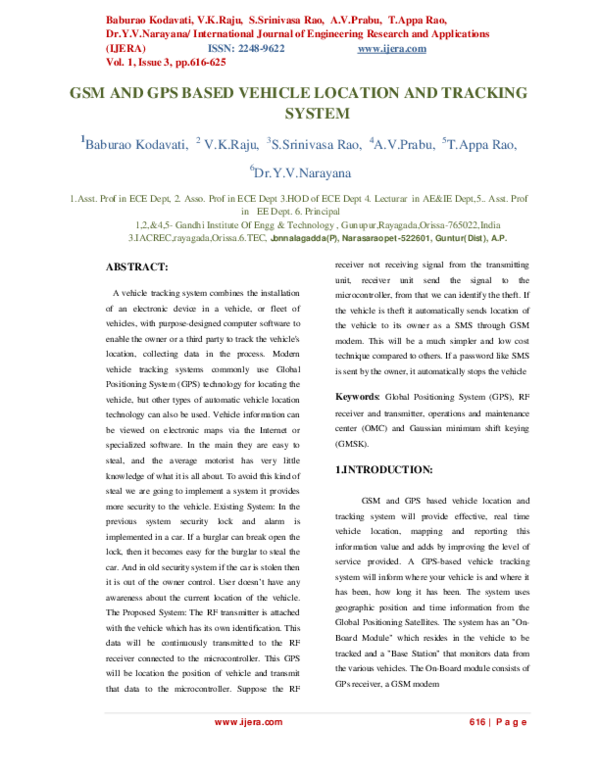 (PDF) GSM AND GPS BASED VEHICLE LOCATION AND TRACKING SYSTEM