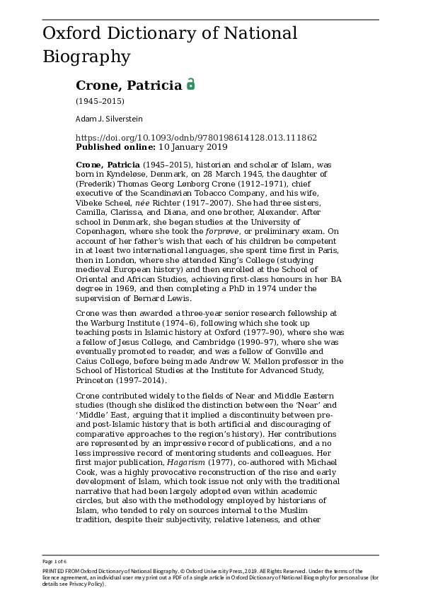 (PDF) 'Patricia Crone'