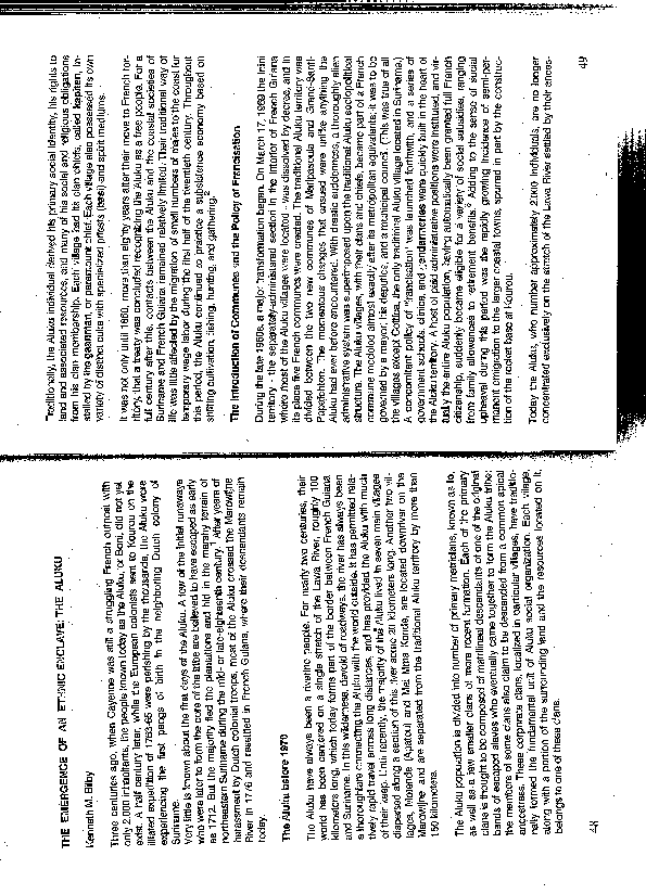 (PDF) The Emergence of an Ethnic Enclave: The Aluku