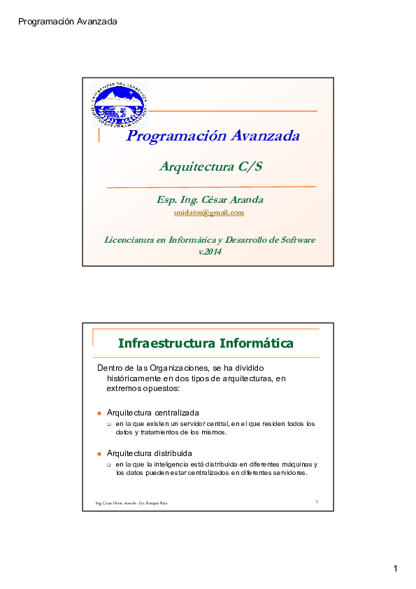 (PDF) Programación Avanzada: 16-Arquitectura C/S
