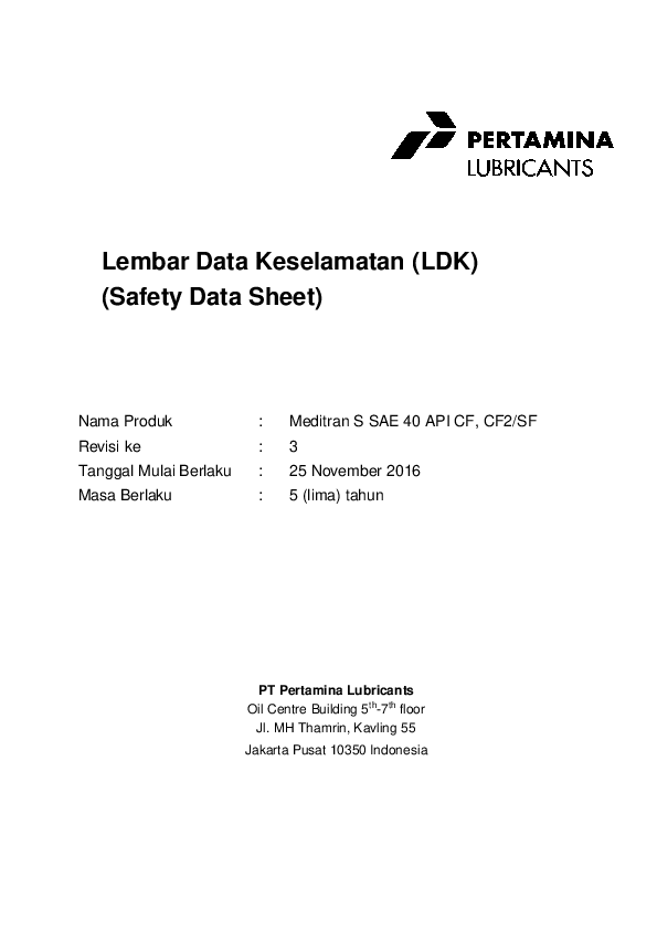 (PDF) Lembar Data Keselamatan (LDK) (Safety Data Sheet