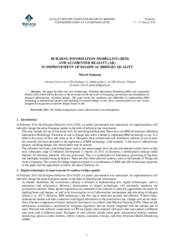 (PDF) BUILDING INFORMATION MODELLING (BIM) AND AUGMENTED REALITY (AR ...