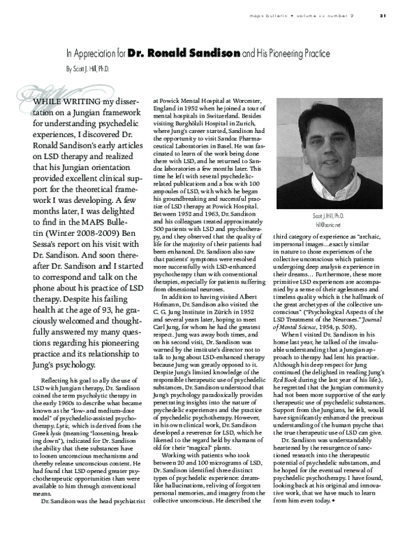 (PDF) Scott J Hill, In Appreciation for Dr. Ronald Sandison, MAPS ...