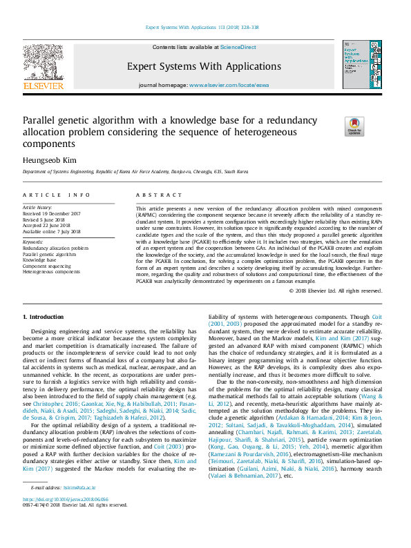 Pdf Parallel Genetic Algorithm With A Knowledge Base For A Redundancy Allocation Problem 5099