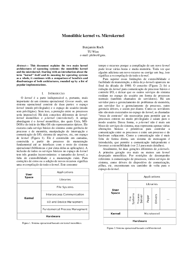 (PDF) Monolithic kernel vs. Microkernel