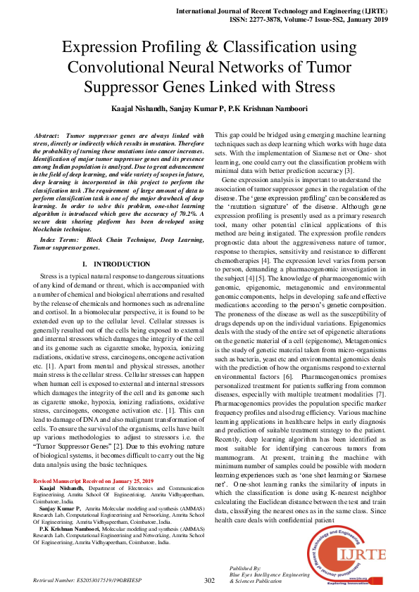 Pdf Expression Profiling And Classification Using Convolutional Neural