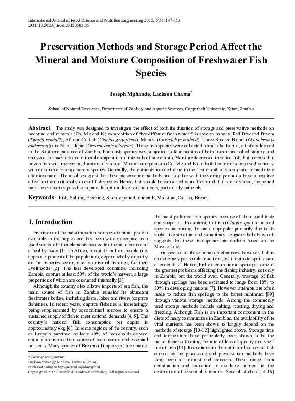 (PDF) Preservation Methods and Storage Period Affect the Mineral and ...