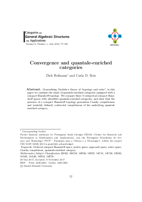 (PDF) Convergence and quantale-enriched categories