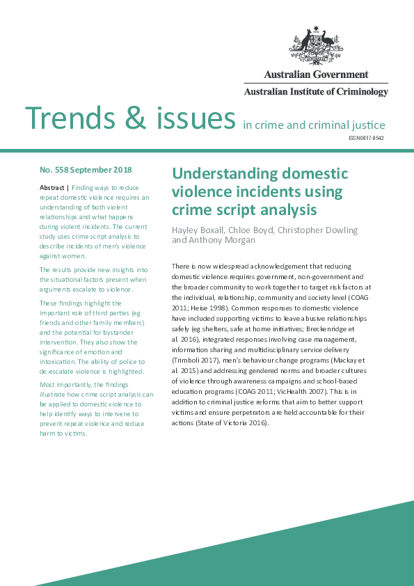 (PDF) Understanding Domestic Violence Incidents with Crime Script Analysis