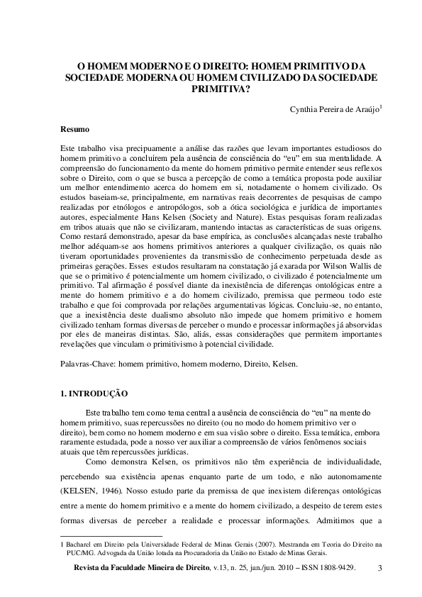 (PDF) Revista da Faculdade Mineira de Direito O HOMEM MODERNO E O ...