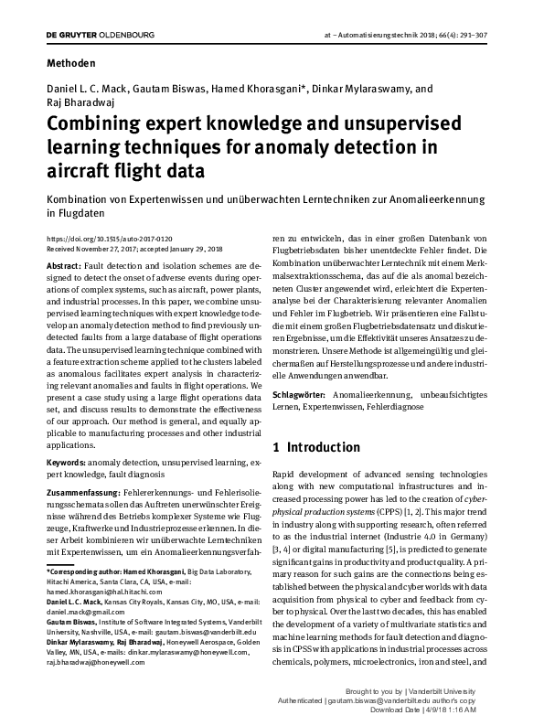 Pdf Combining Expert Knowledge And Unsupervised Learning Techniques For Anomaly Detection In