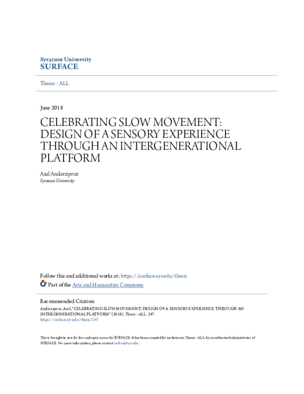 (PDF) CELEBRATING SLOW MOVEMENT: DESIGN OF A SENSORY EXPERIENCE THROUGH ...