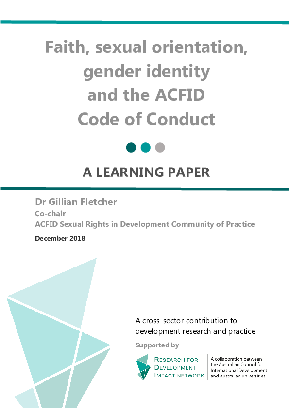 (PDF) Faith, Sexual Orientation, Gender Identity & the ACFID Code of ...