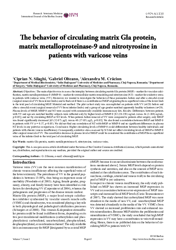(PDF) The behavior of circulating matrix Gla protein, matrix ...