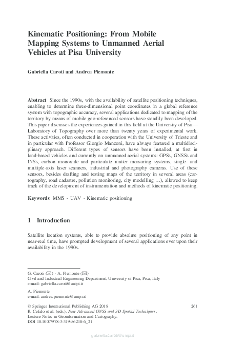 (PDF) 2018-Kinematic Positioning: From Mobile Mapping Systems to ...