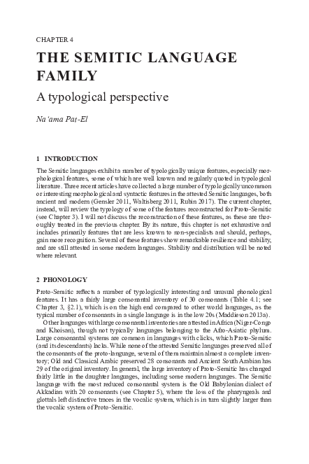 (PDF) The Semitic Language Family. A Typological Perspective