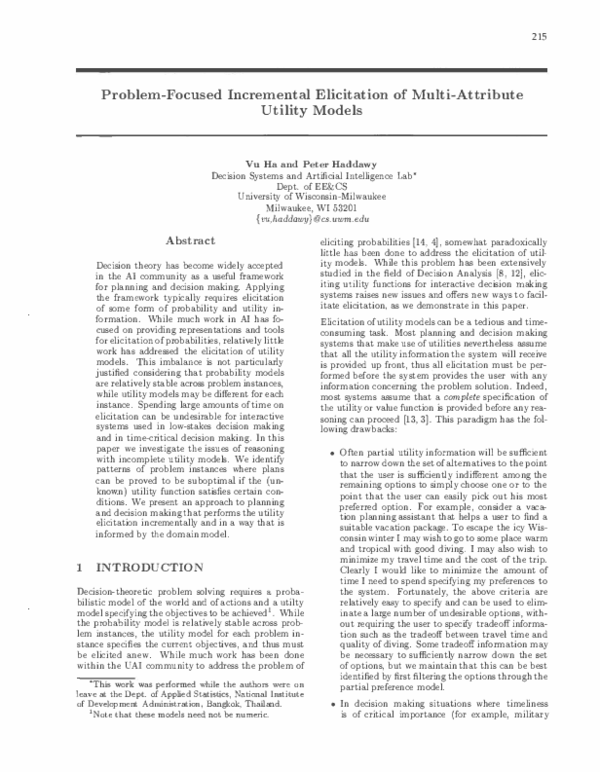 (PDF) Problem-Focused Incremental Elicitation of Multi-Attribute ...