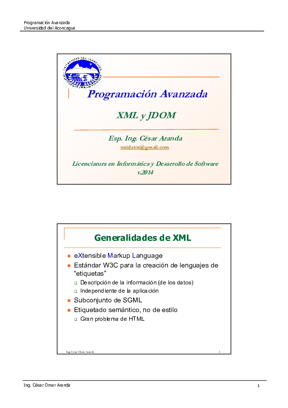 (PDF) Programación Avanzada: 17-XML y JDOM