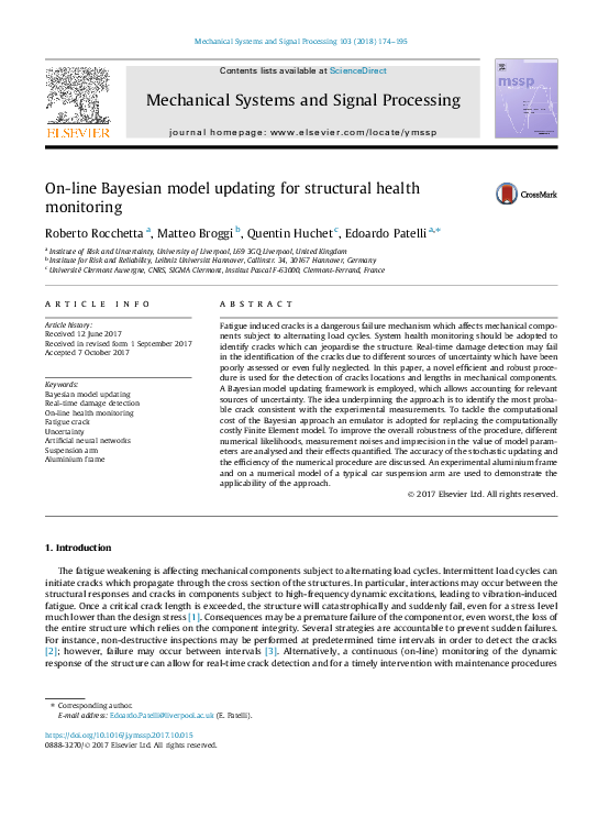 Pdf On Line Bayesian Model Updating For Structural Health Monitoring