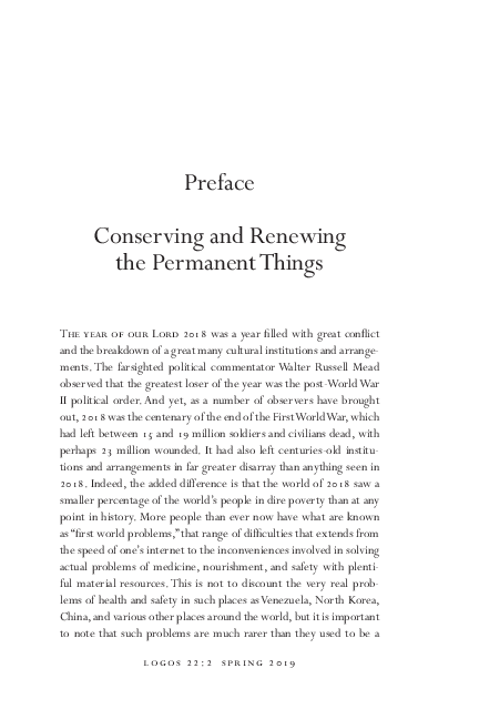 (PDF) Conserving and Renewing the Permanent Things