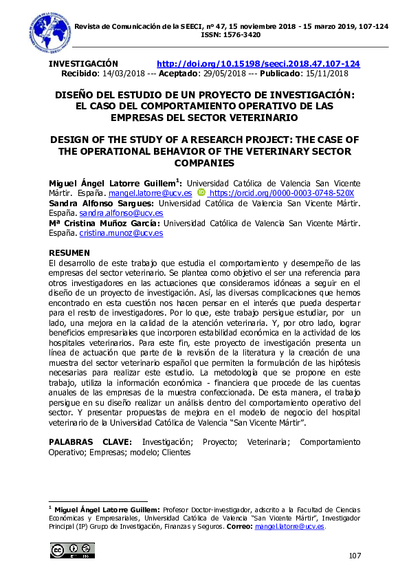 (PDF) DISEÑO DEL ESTUDIO DE UN PROYECTO DE INVESTIGACIÓN: EL CASO DEL ...
