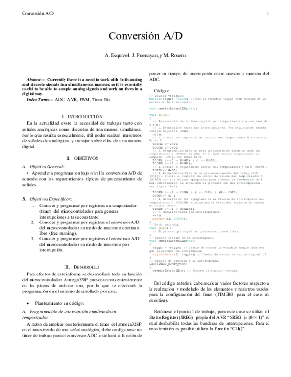 (PDF) Configuracion ADC del Atmega328P