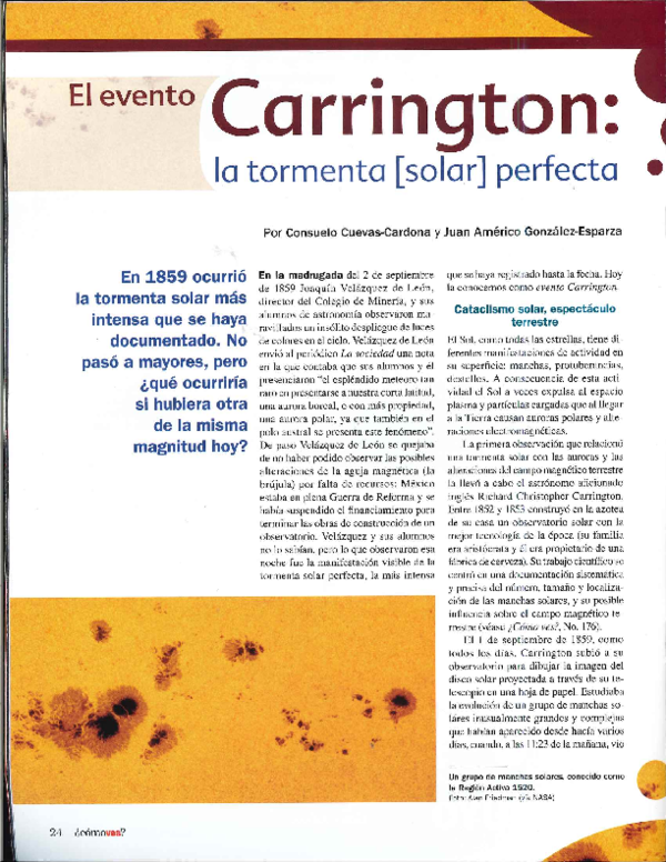 (PDF) El evento Carrington: la tormenta solar perfecta
