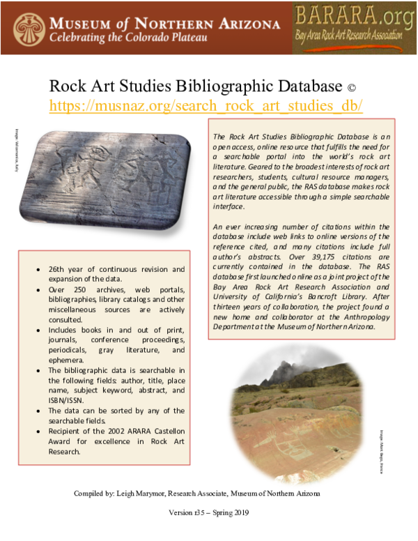 (PDF) Rock Art Studies Bibliographic Database: Press Release 2019
