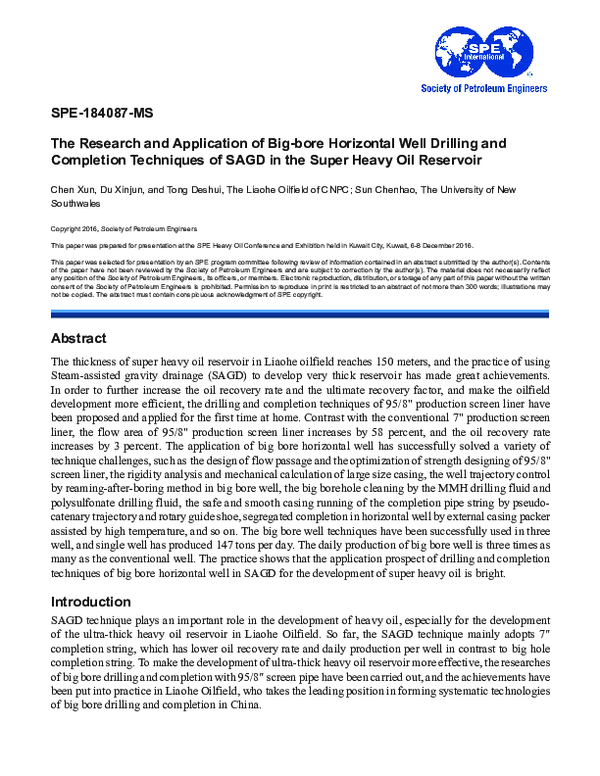 (PDF) The Research and Application of Big-bore Horizontal Well Drilling ...