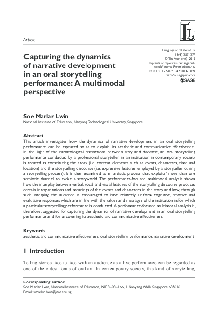 (PDF) Capturing the dynamics of narrative development in an oral storytelling performance: A ...