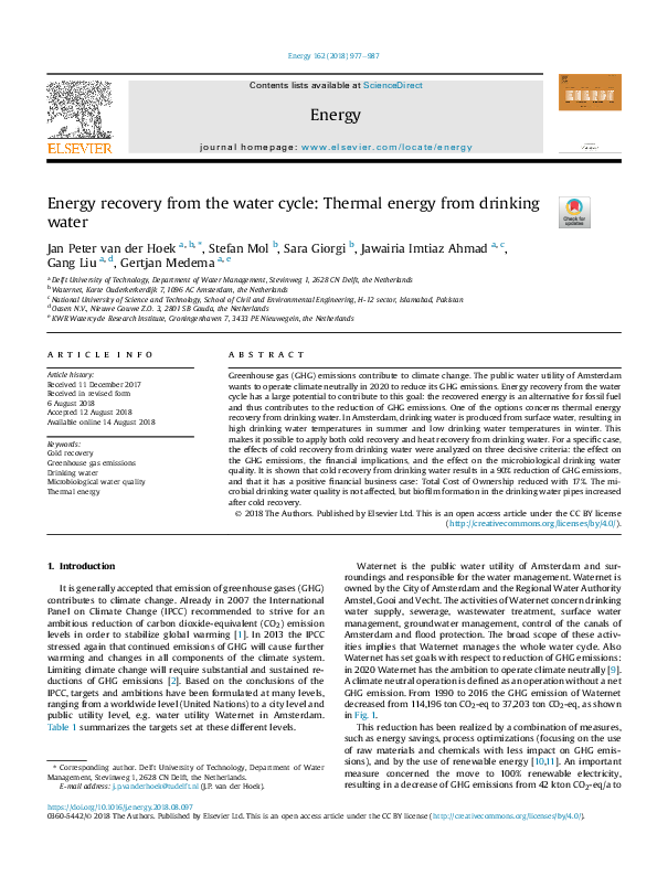 (PDF) Energy recovery from the water cycle: Thermal energy from ...