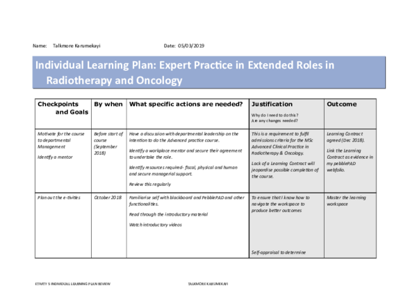 (DOC) INDVIDUAL LEARNING PLAN REVIEW