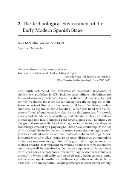 (PDF) The Technological Environment of the Early Modern Spanish Stage ...
