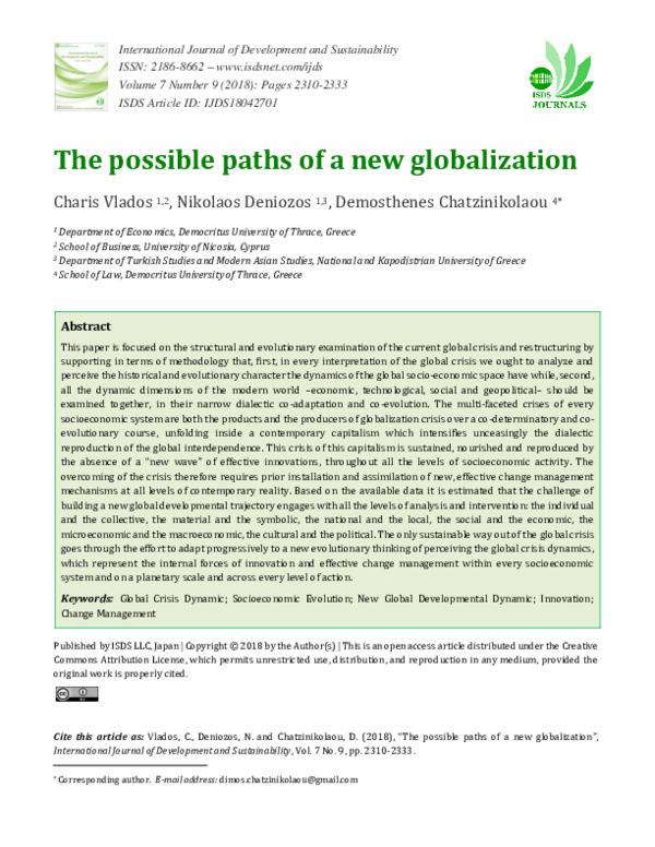 (PDF) The possible paths of a new globalization