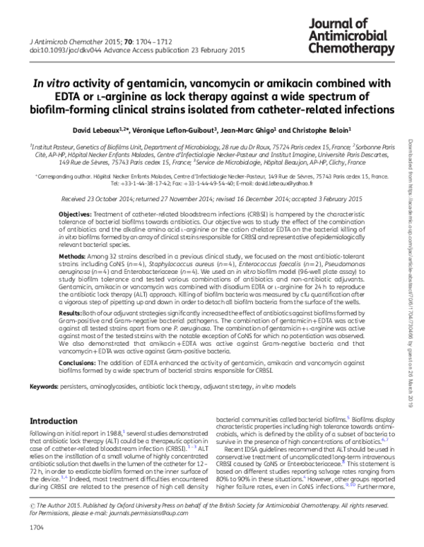 (PDF) In vitro activity of gentamicin, vancomycin or amikacin combined ...